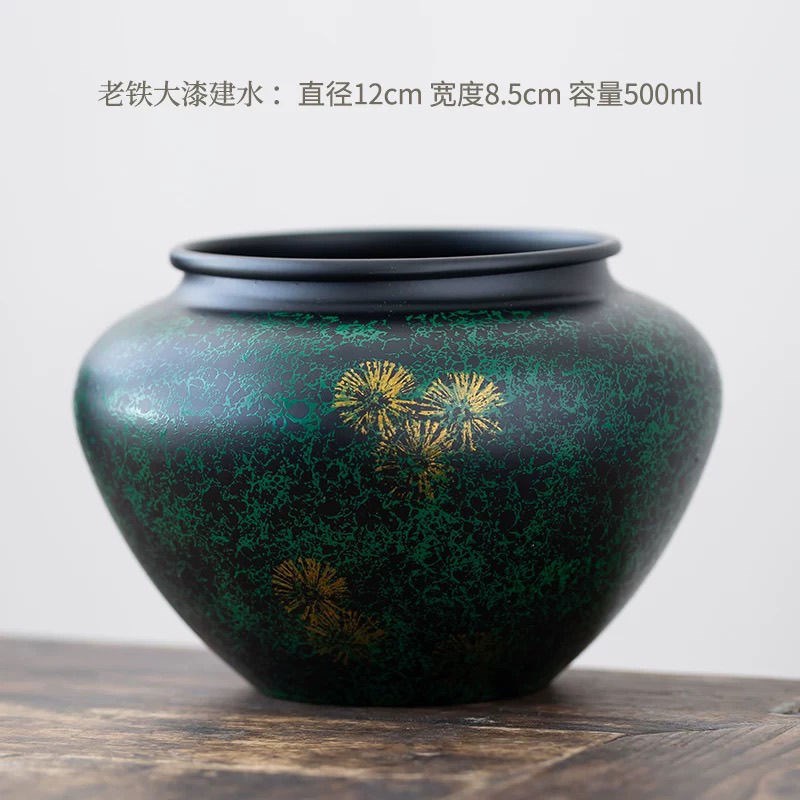 老铁大漆器d茶渣缸家用桌面水盂建水茶水缸废水桶茶配茶洗茶具配