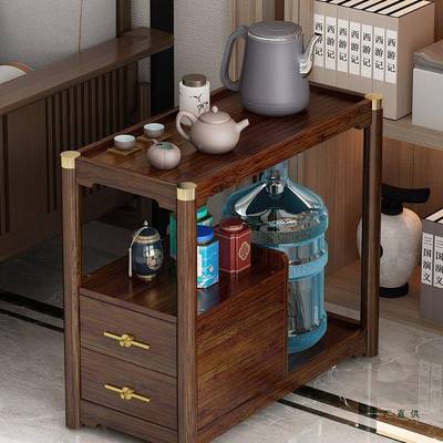 新中AL100779式带轮边几角几沙动发侧边几竹可移家用台茶茶边子柜