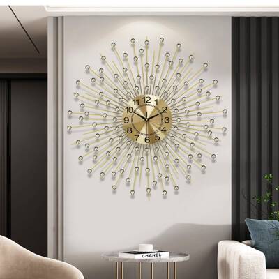 客网红钟表钟A3396玄关家用厅音静时钟大气时尚挂轻奢金属挂墙壁