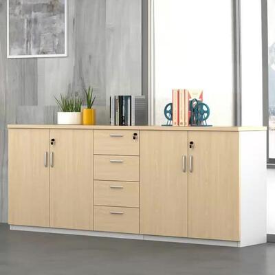 木质矮柜储物柜文件档柜柜隔办地公带锁柜子办公室断5435柜资料柜