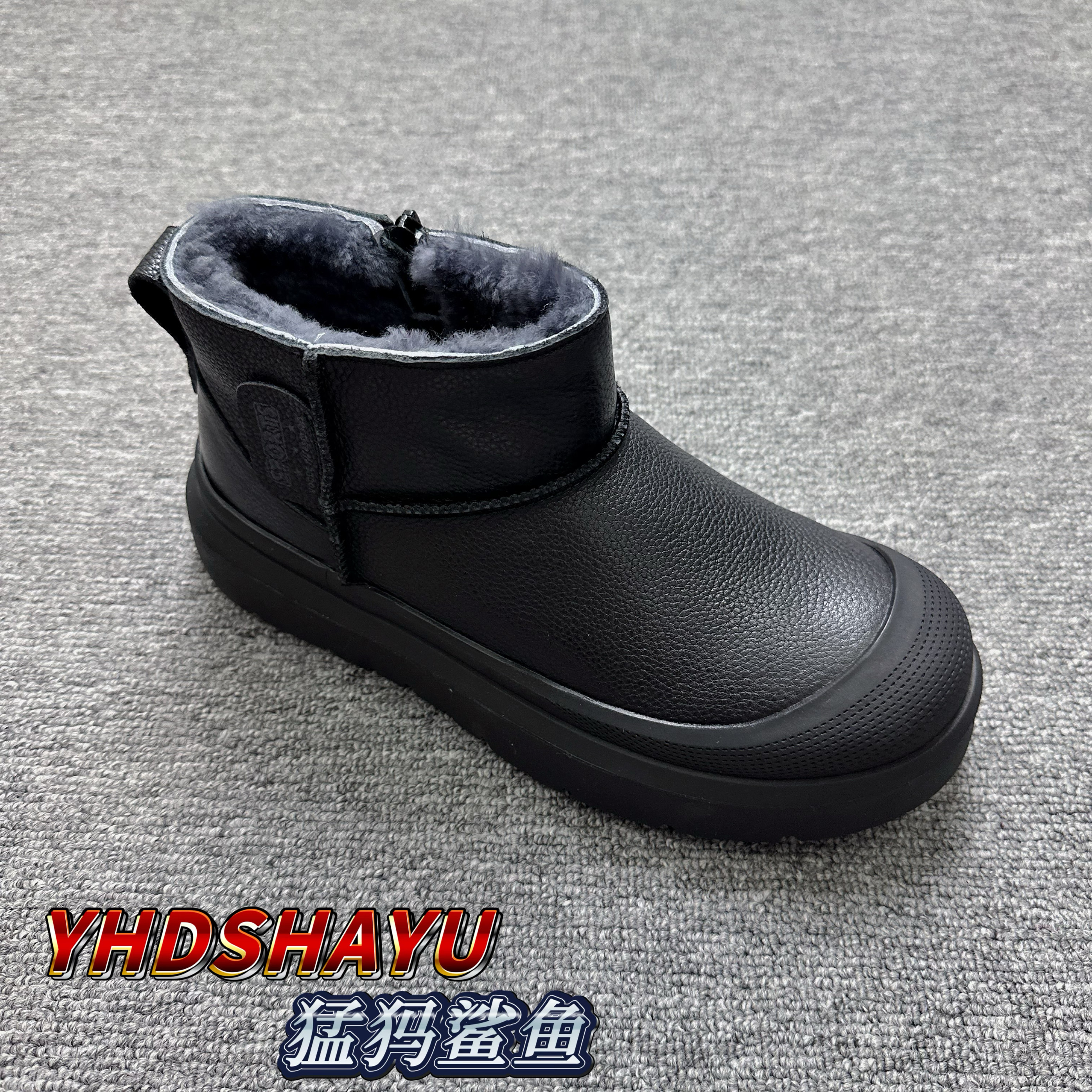 【头层牛皮】冬季新款男士时尚皮毛一体保暖圆头百搭短筒雪地靴