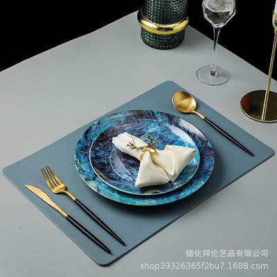 陶瓷大理石纹摆ZVR台盘餐具样板房餐具装饰欧西牛排盘餐式套装