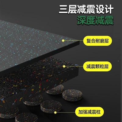 室内健身房橡胶地垫加厚隔ANO防水垫塑地板地运胶音垫健身房动地