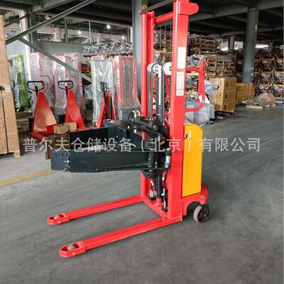 普尔夫半电动手ACI动材纸卷卷车夹抱堆高转车旋叉圆桶油桶夹抱翻