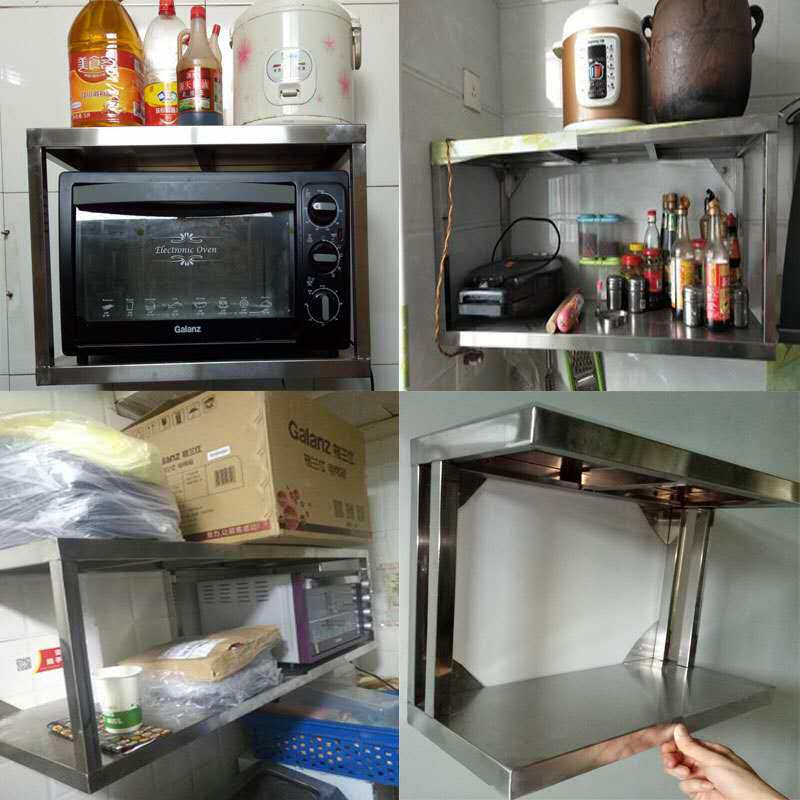 不锈钢厨房墙壁架置物架挂架双层壁挂收纳微波炉架W新品包邮定做