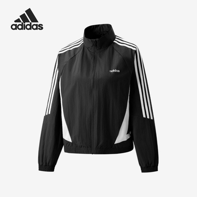 Adidas/阿迪达斯正品女士条纹拉链长袖立领夹克外套KY8497