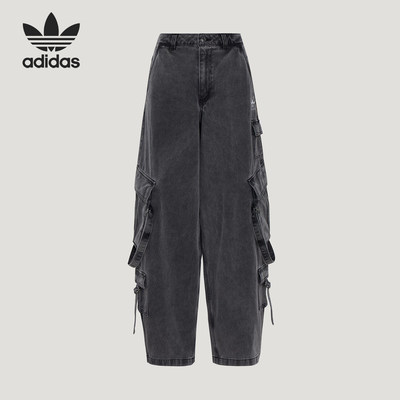 Adidas/阿迪达斯正品三叶草女士多口袋工装牛仔运动裤KU9535