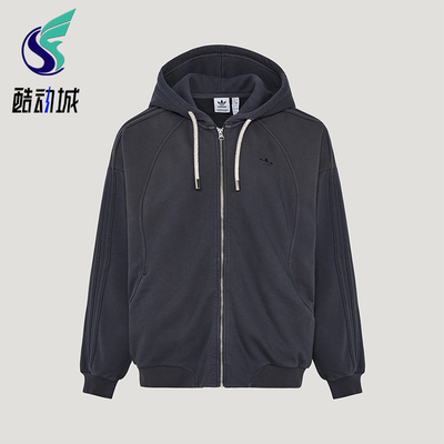 Adidas/阿迪达斯正品三叶草女士休闲运动连帽针织夹克外套KT6377