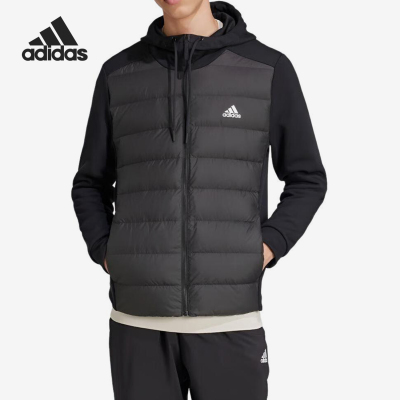 Adidas/阿迪达斯正品男保暖鸭绒外套连帽简约经典夹克外套KF8762