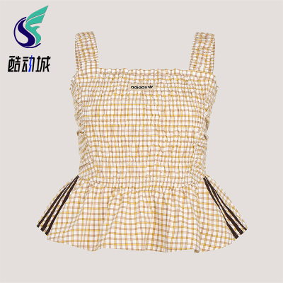 Adidas/阿迪达斯正品三叶草女士运动时尚潮流格纹背心T恤KX7036
