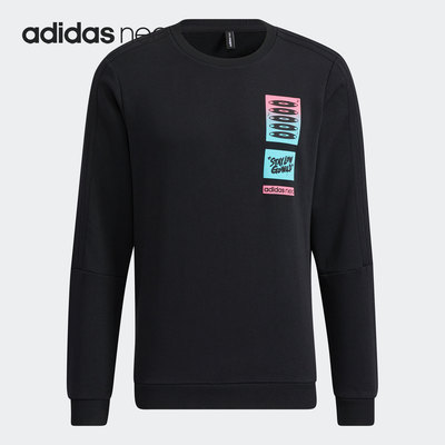 Adidas/阿迪达斯正品NEO休闲男子运动圆领针织套头卫衣HG9046
