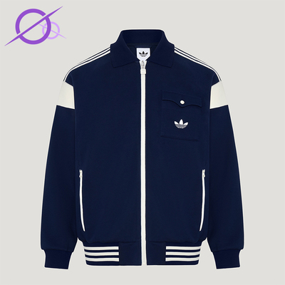 Adidas/阿迪达斯正品三叶草男士条纹宽松翻领运动外套KW5664