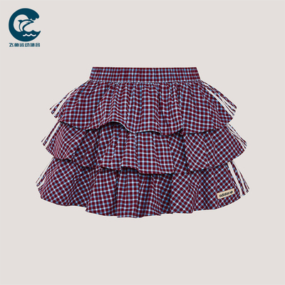 Adidas/阿迪达斯正品三叶草女士运动时尚潮流格子复古短裙KU9399