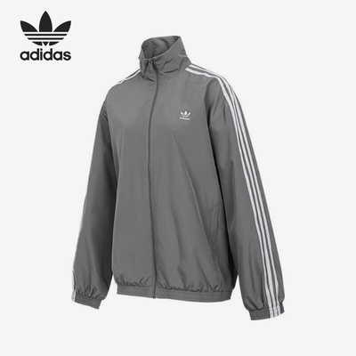 Adidas/阿迪达斯正品三叶草女士三条纹梭织翻领外套JD3394