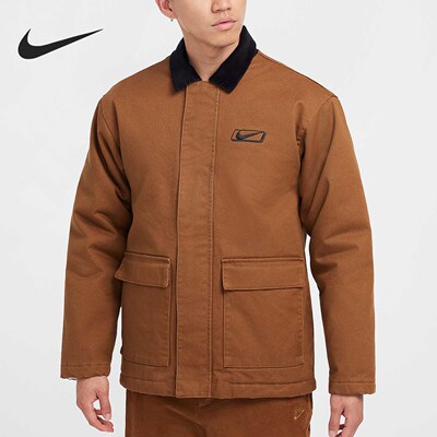 耐克男士工装翻领运动保暖棉服