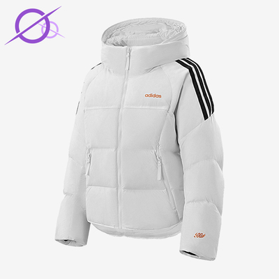 Adidas/阿迪达斯正品女士防风防保暖连帽短款羽绒服KB5666