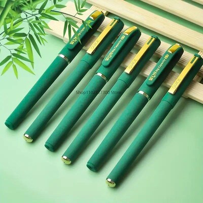 1pc/3pcs Green Ink Gel Pen, 1.0mm,for Writing, Large Capacit