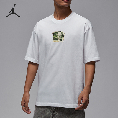 Nike/耐克正品JORDAN男士透气圆领图案针织短袖IQ6953-100