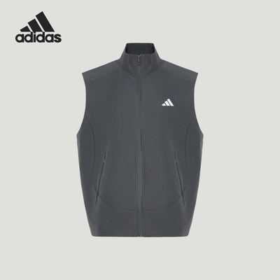 Adidas阿迪达斯正品都市骑行系列男立领拉链口袋格子单马甲LH4388
