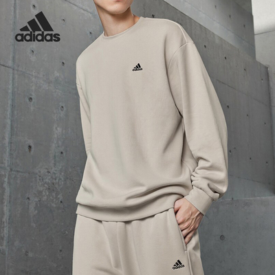 Adidas/阿迪达斯正品加绒加厚情侣款宽松长袖圆领卫衣IV7598