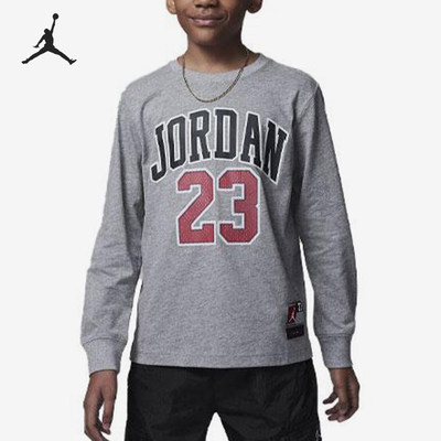 Nike耐克正品Jordan大童字母数字印花圆领运动长袖T恤95C591-GEH