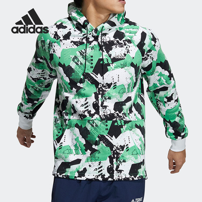 Adidas/阿迪达斯正品时尚潮流男子印花连帽加绒卫衣H13810