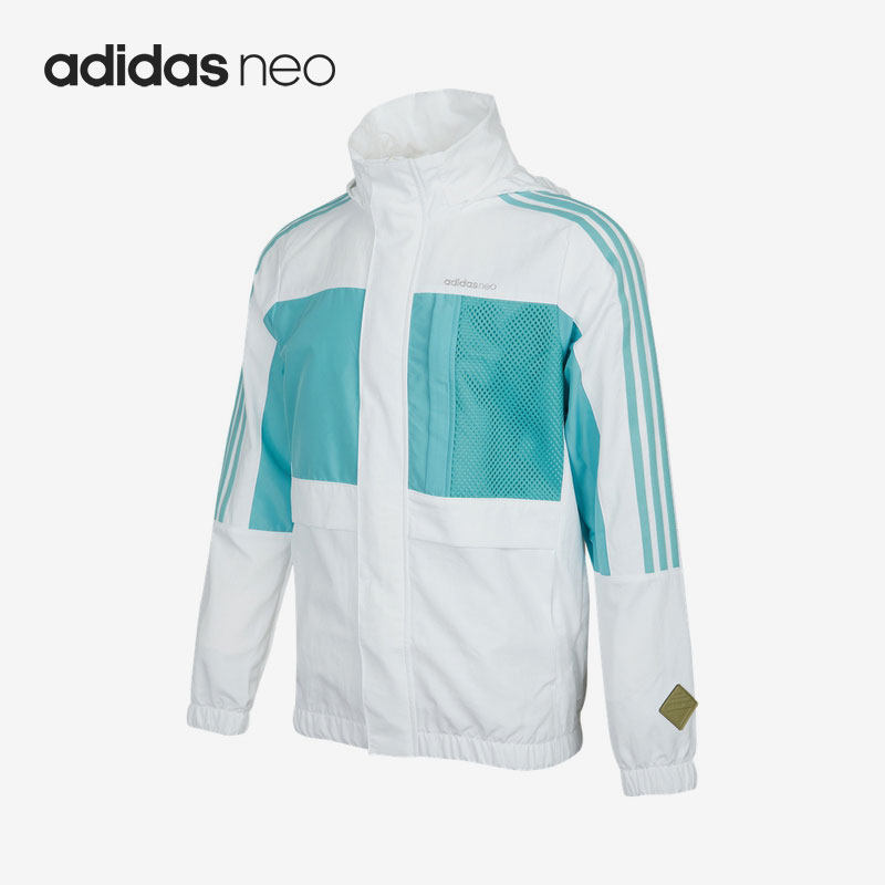 Adidas/阿迪达斯正品男子户外梭织连帽运动风衣外套 H55262