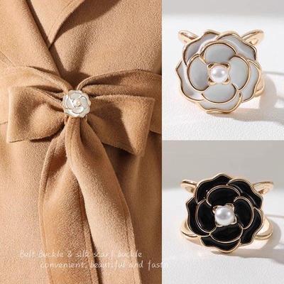 山茶花腰带丝巾扣羊绒大衣高端围巾风衣打结蝴蝶结固定纽扣卡扣环