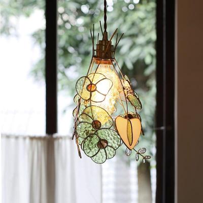 那儿nar彩色玻璃植物吊灯家居气氛灯礼物纯手工制装饰台灯-野花