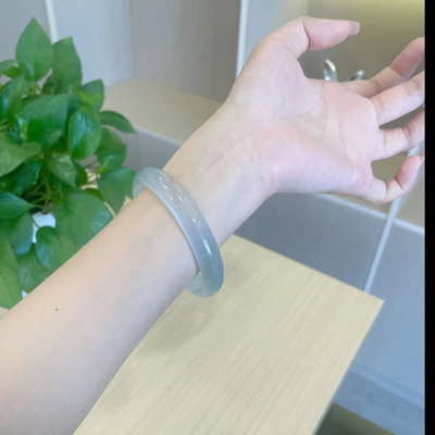 高级感冰蓝猫眼手镯时尚饰品新款梦幻仙女手镯天然高冰玉镯礼盒装