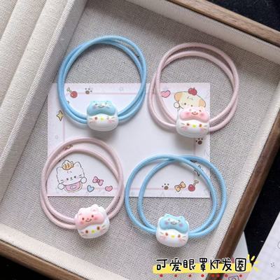 可爱眼罩KT发圈学生头绳卡通闺蜜情侣少女甜美皮筋ins发绳发饰