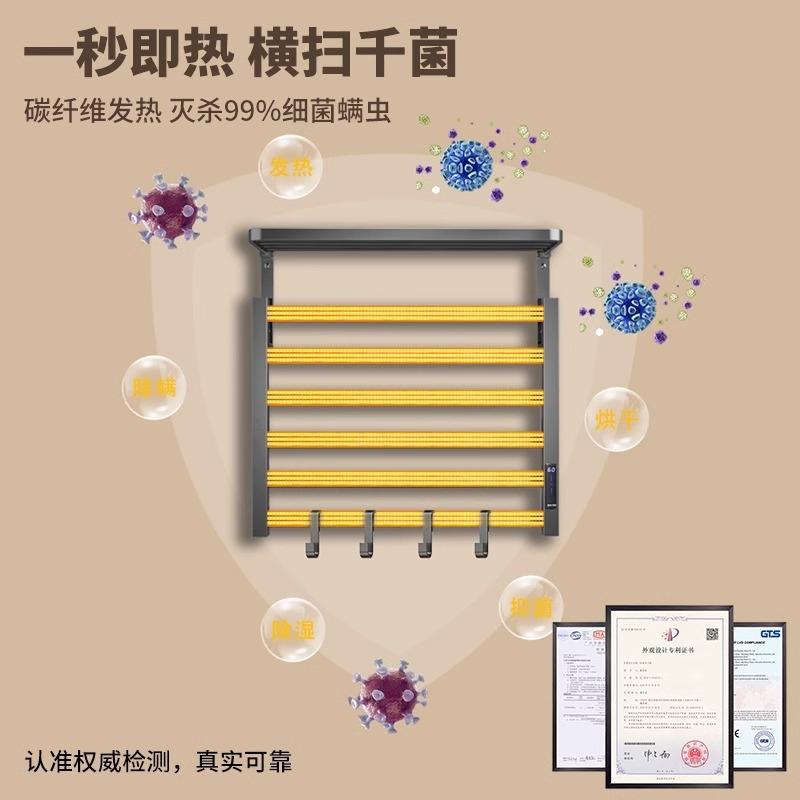 电热毛巾架免打孔卫生间家用浴室厕所浴巾加热烘干架智能杀菌