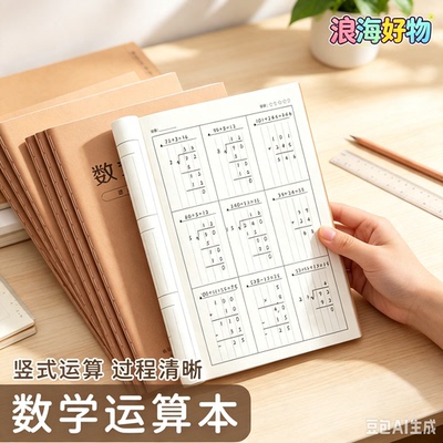 数学运算本珠算本小学生专用竖式加减法乘除法数位书写数学计算HQ