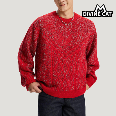 Adidas/阿迪达斯正品三叶草男女宽松新年款潮流针织套头衫KT0693