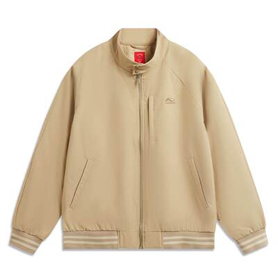 李宁正品日进斗金系列男子防泼水简约休闲宽松立领棉夹克AJDW027