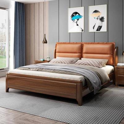 严M101实木选中实床双人床1.8米1.5m现简代约木卧室式大床储物婚