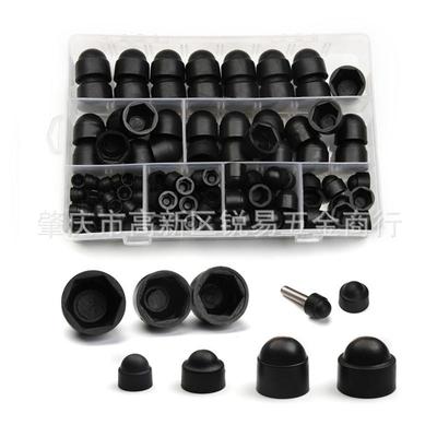 货源 145pcs黑色塑料六角螺母盖盒装 保护帽M4-M12螺栓盖帽