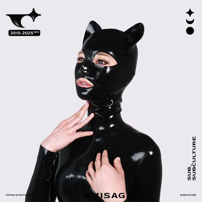 VVISAGE｜乳胶猫耳头套高订全包latex胶衣配件RR胶片