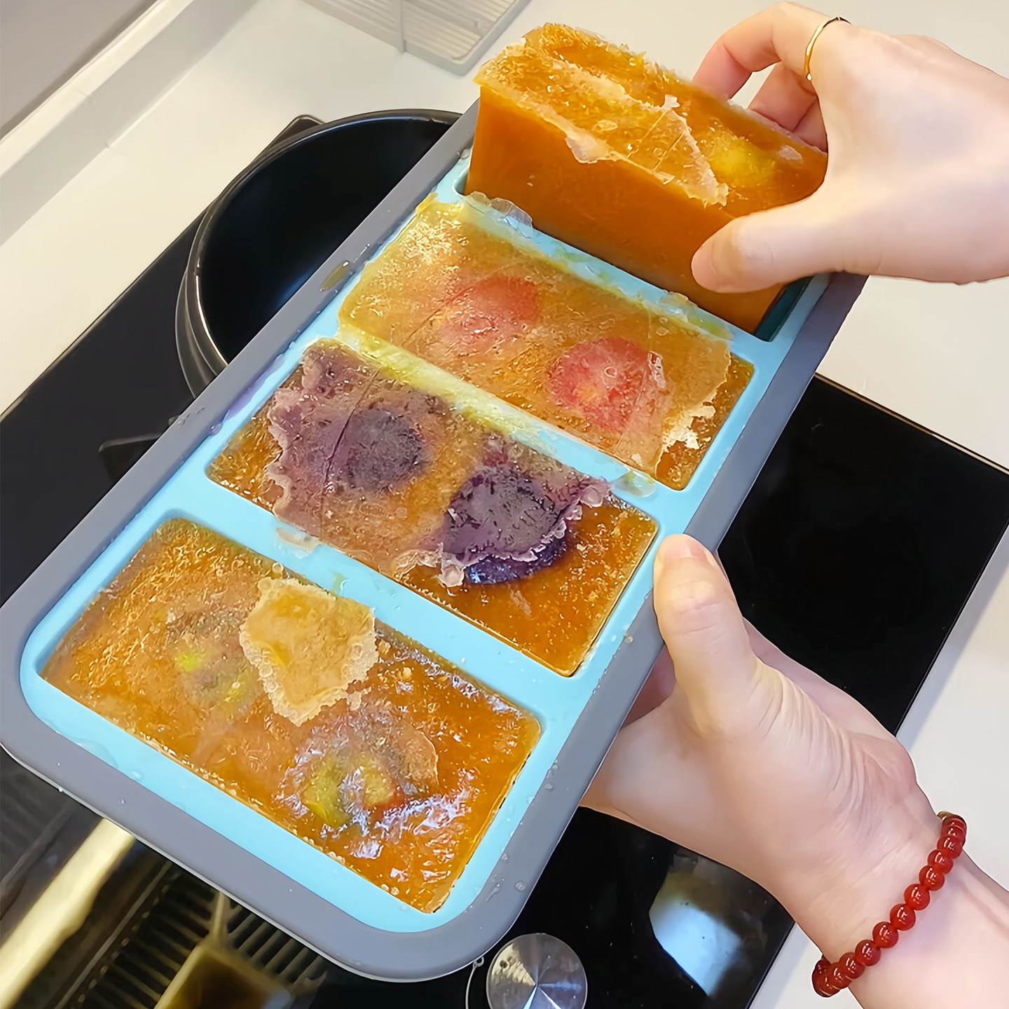 冷冻分装盒食品级辅食冻汤红豆糙米饭保鲜盒硅胶饭盒食物冰箱分格