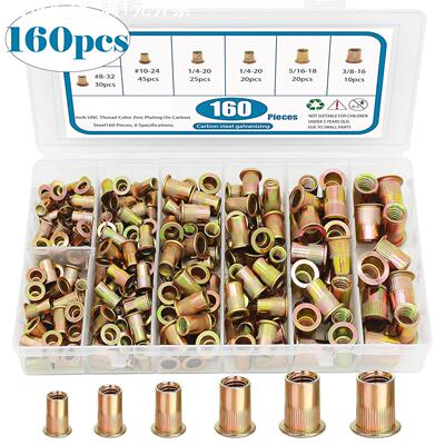 304不锈钢竖纹拉铆螺母套装150pcs165pcs-300pcs368pcs彩锌铆螺母