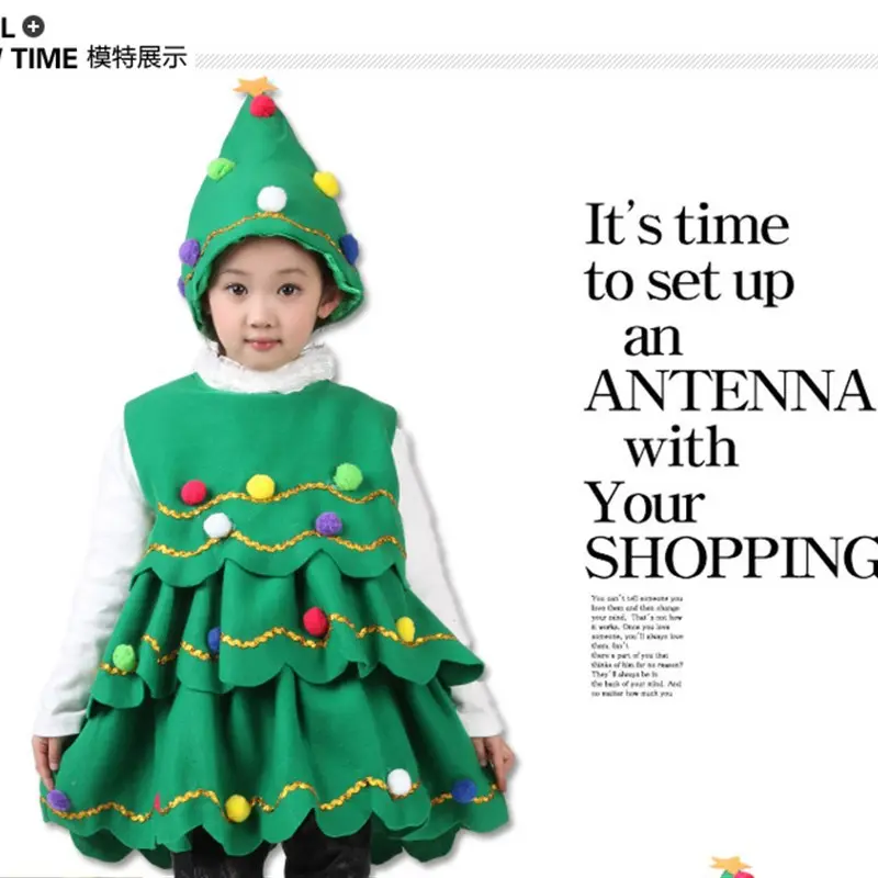 儿童万圣节元旦圣诞节圣诞树女童圣诞节演出服装圣诞宝宝服饰现货