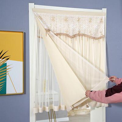 短门卧断室厨房挡帘遮家TKR用免打帘孔蕾丝纱帘门帘隔帘装饰不透