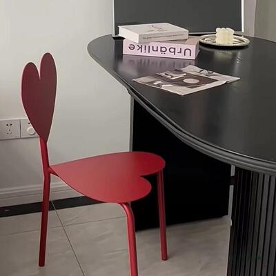 心红色设计椅坐椅极简约金属现代艺KFU术摆拍网爱造型子凳子定红