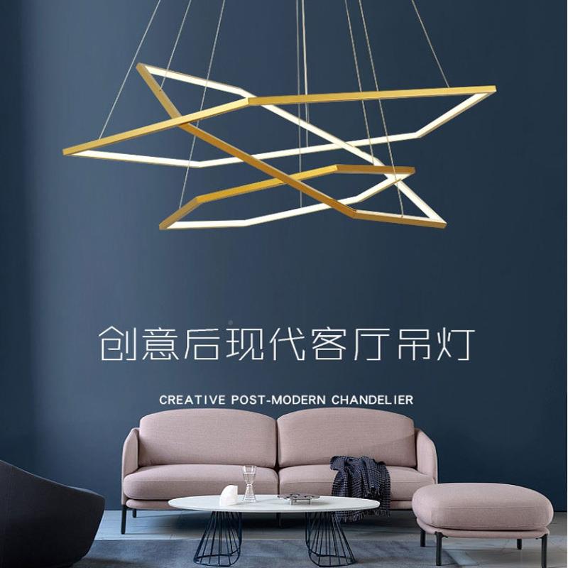 QCV简约现代服装店f铺吊灯六边形客灯厅新款复式跃层otl公寓吊灯
