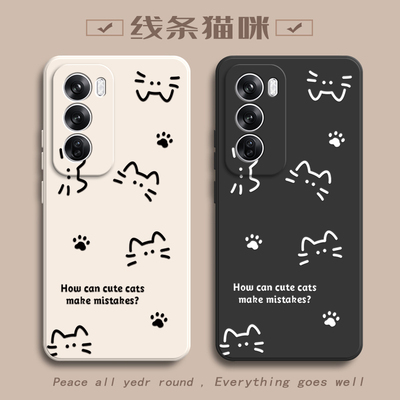 适用OPPOReno12手机壳Reno12Pro5G套OPPO新款OPPORone125G硅胶OPP0PP0PPO全包防摔Reon/Rone女款OPPO简约猫咪