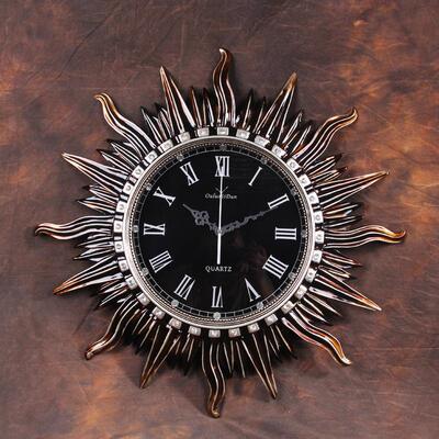 欧式奢华现代壁钟太阳艺术造型大挂钟客厅家用壁挂钟表静音石英钟