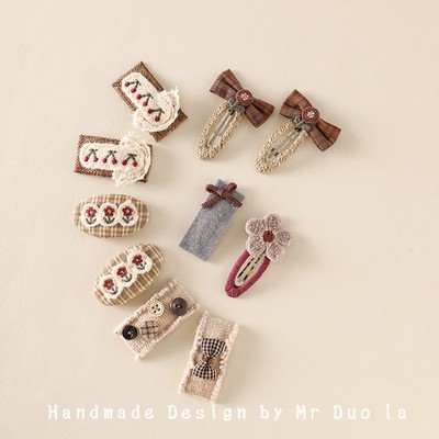 女童甜美蕾丝刺绣刘海夹发夹发卡