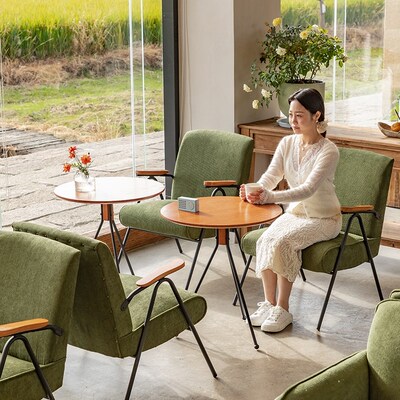 奶茶店桌椅组合甜品店咖啡厅沙发卡座洽J谈书吧清酒吧餐厅商用套