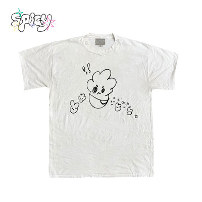 金枪小鱼  线稿小鸡蛋简约个性短袖日常通勤百搭T恤正肩修身