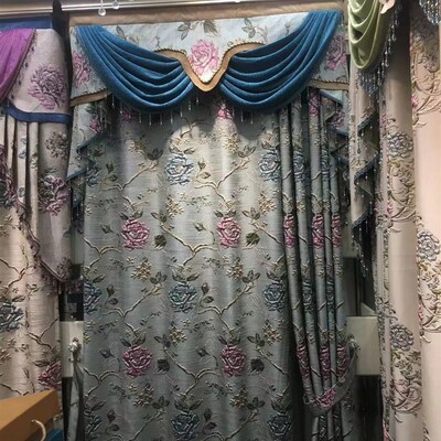 2023新款欧式法美p式田园浮雕提花窗帘豪华主卧室客厅成品绣花窗